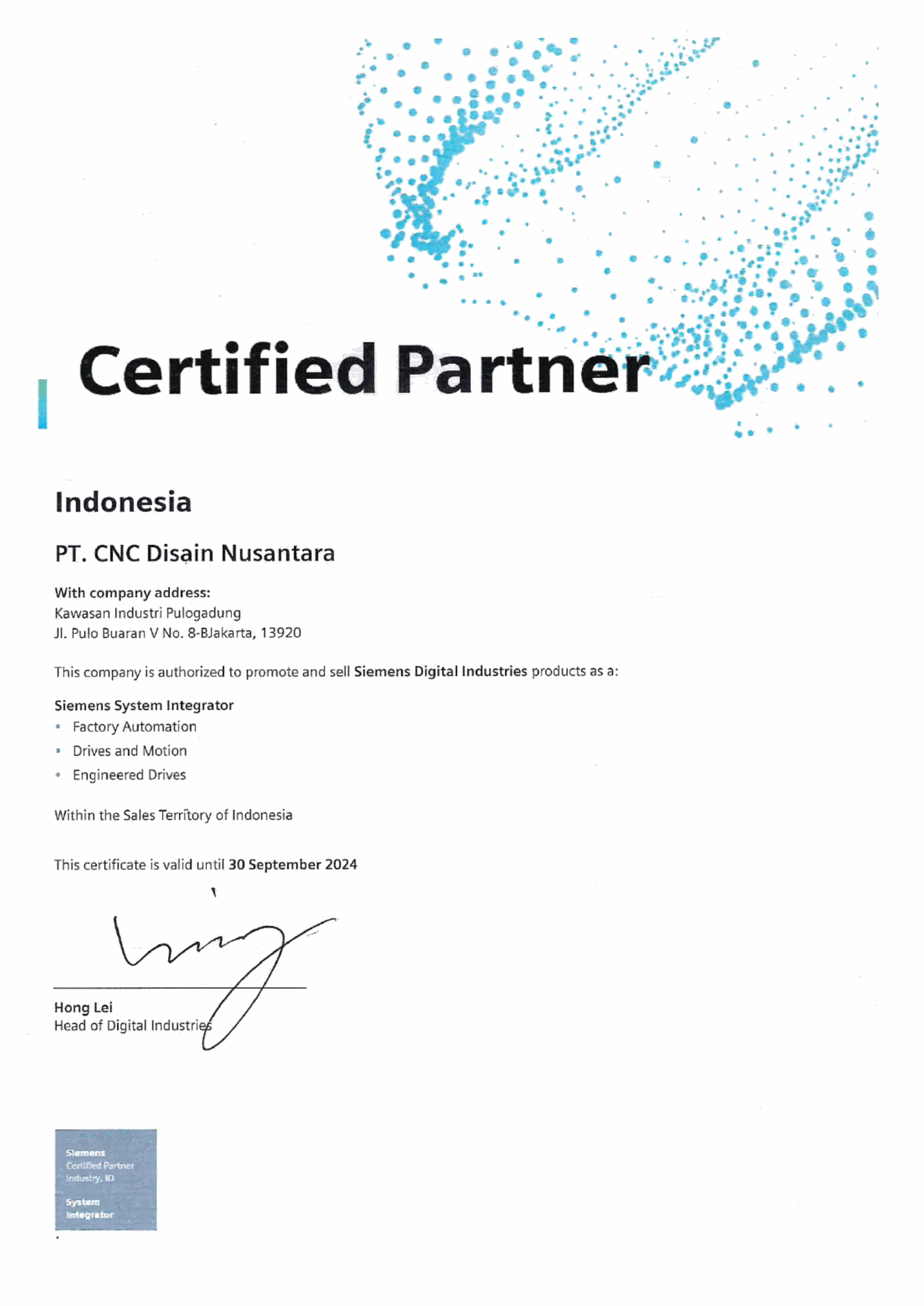 Partner SIEMENS Indonesia - CNC Motion Control Automation Drive